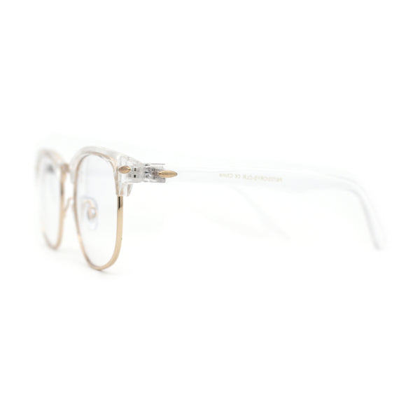 Mens Iconic Half Rim Hipster Fashion Glasses Clear Gold – superawesome106